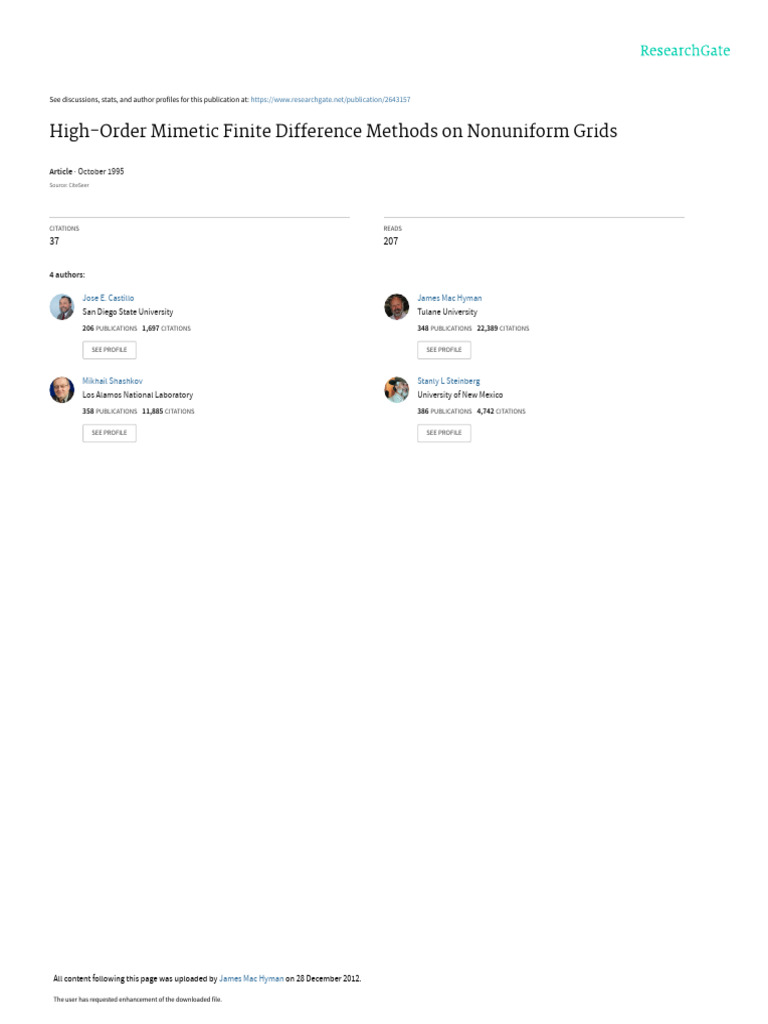 High-Order Finite Difference Methods | PDF | Finite Difference ...