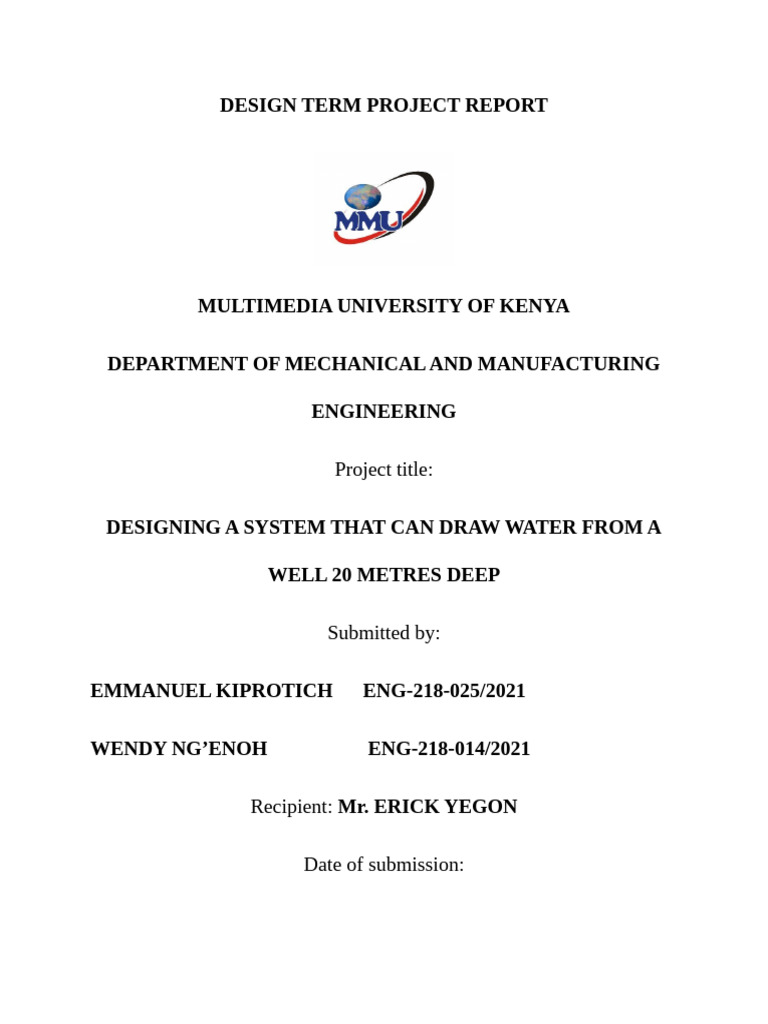DESIGN TERM PROJECT REPORT REVISED | PDF | Pump | Stress (Mechanics)