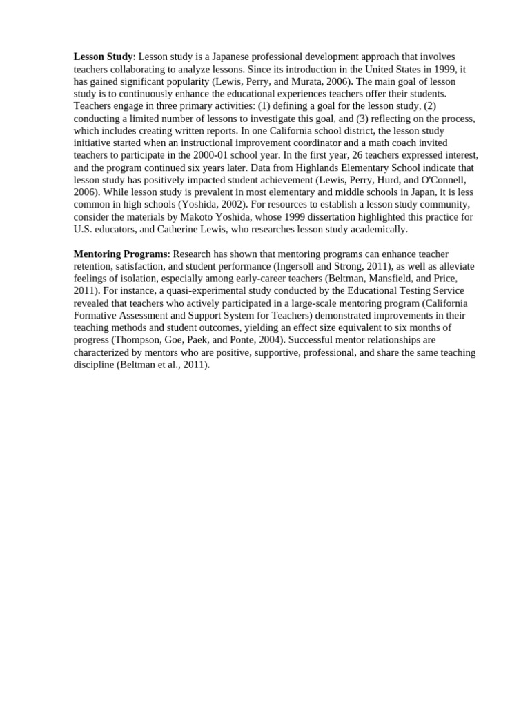 Enhancing Education: Lesson Study & Mentoring | PDF
