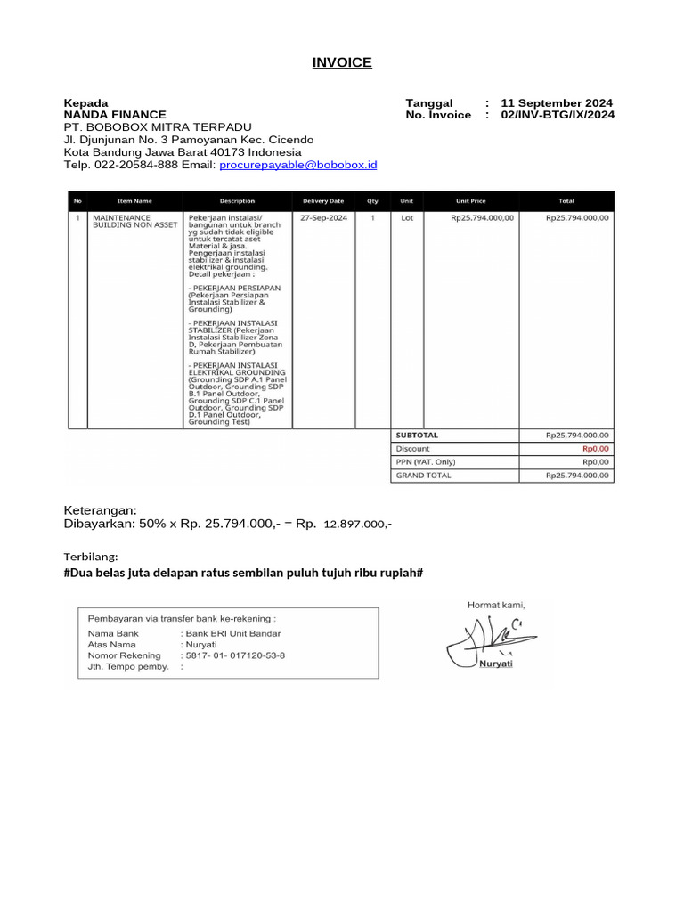 INVOICE 11 sept | PDF