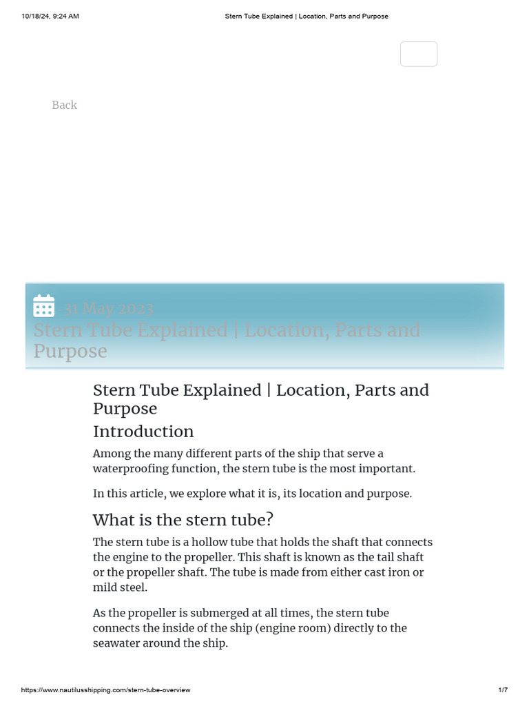 Stern Tube Explained _ Location, Parts and Purpose | PDF | Bearing ...