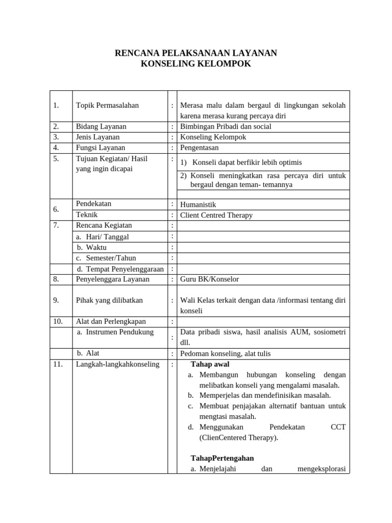 RPL Konseling Kelompok | PDF