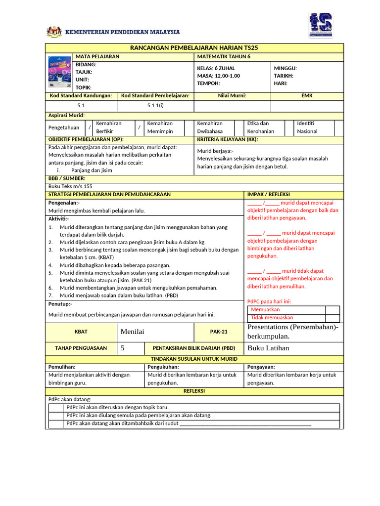 MT THN 6 TS25 Tajuk 5 | PDF