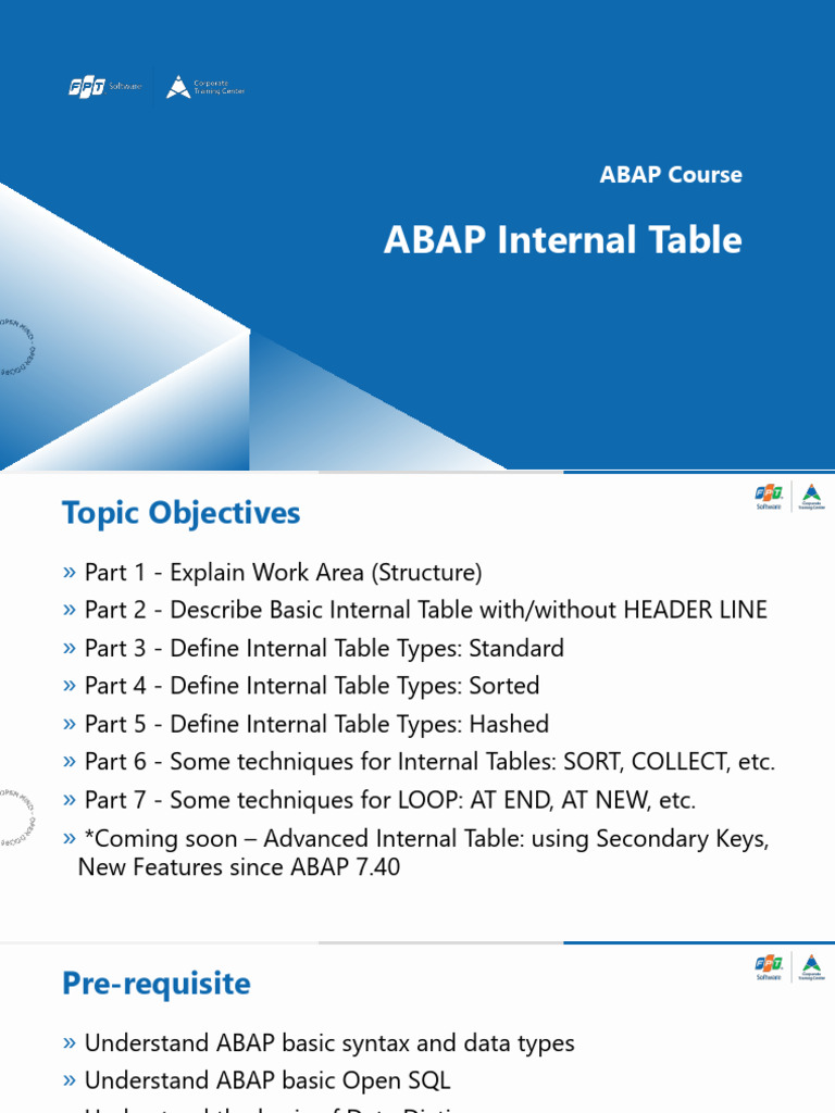 ABAP Internal Table Overview | PDF | Database Index | Computer Programming