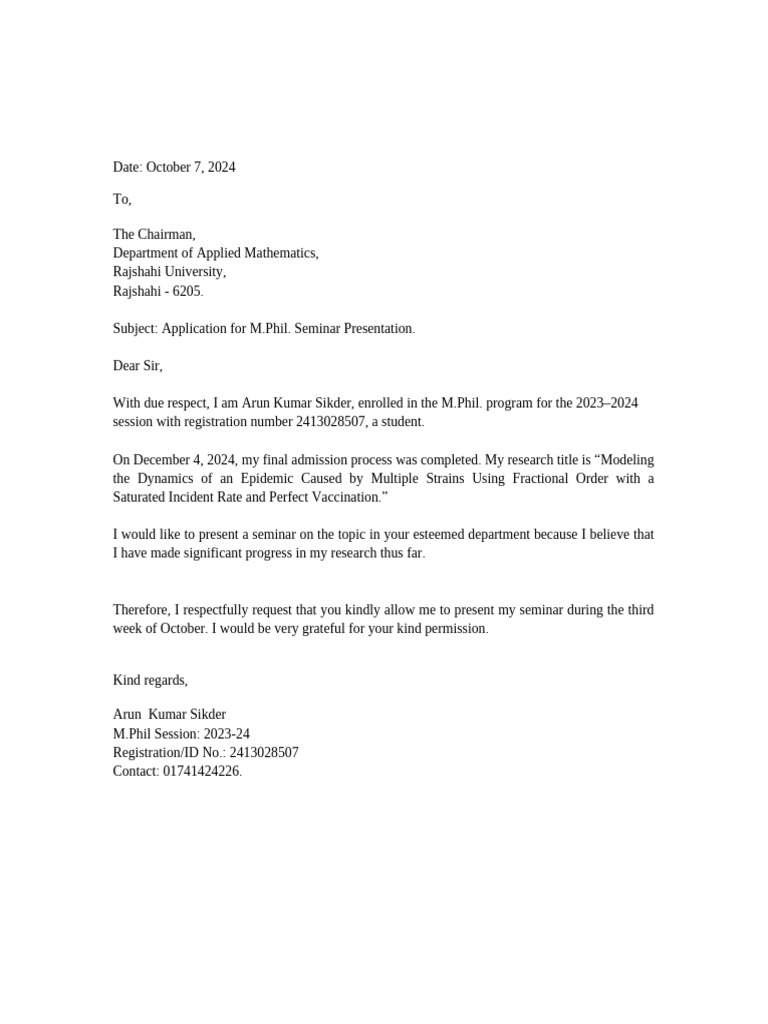 MPhil Seminar Application | PDF