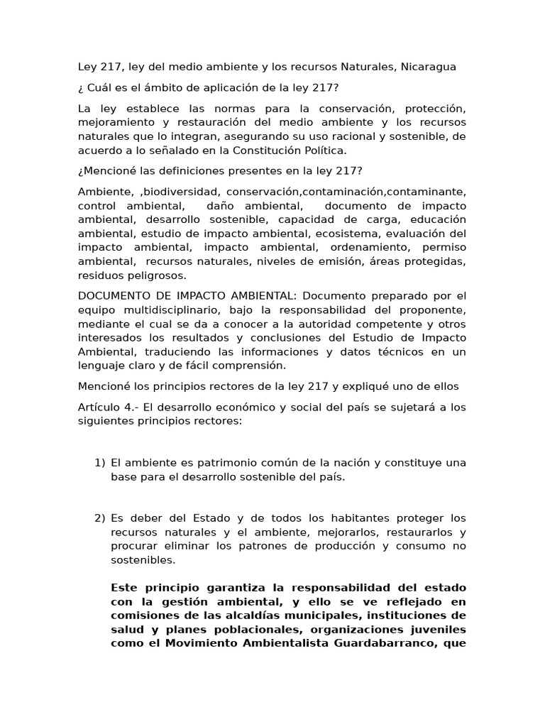 trabajo ley 217 | PDF | Entorno natural | Sustentabilidad