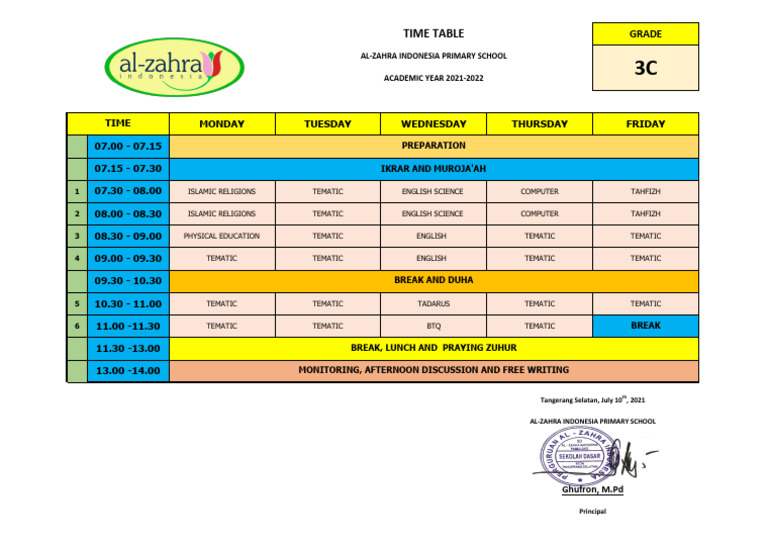 Jadwal Kelas 3C | PDF