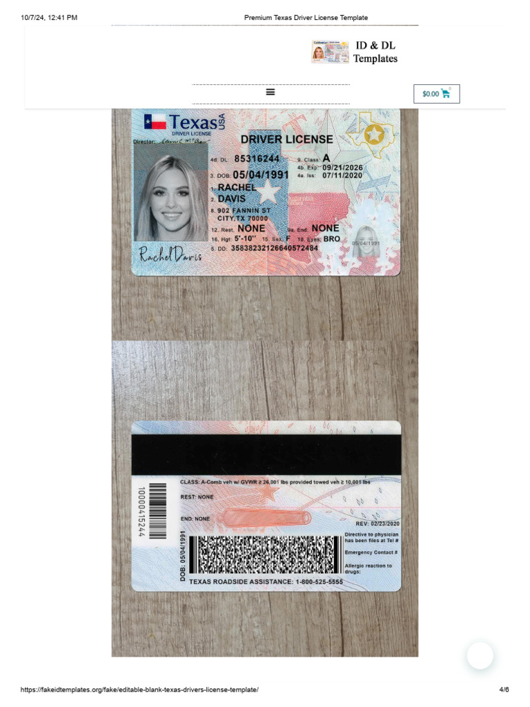 Premium Texas Driver License Template | PDF