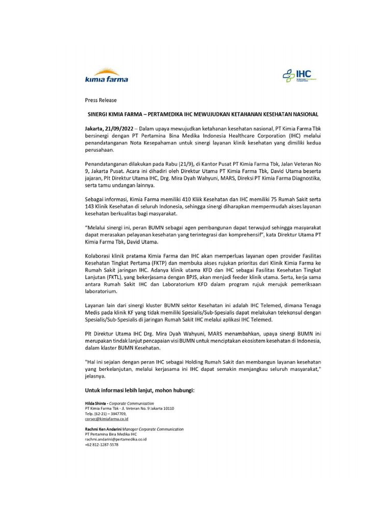 Contoh Press Release | PDF