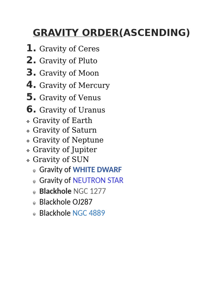 GRAVITY ORDER | PDF