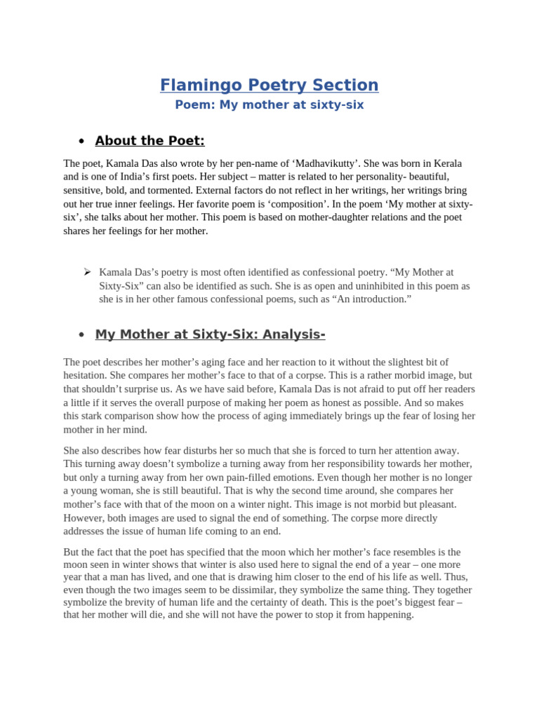 Flamingo Poetry Section Notes | PDF