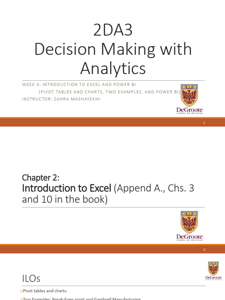 Week 3 Introduction To Excel Pivot Tables And Charts Two Examples