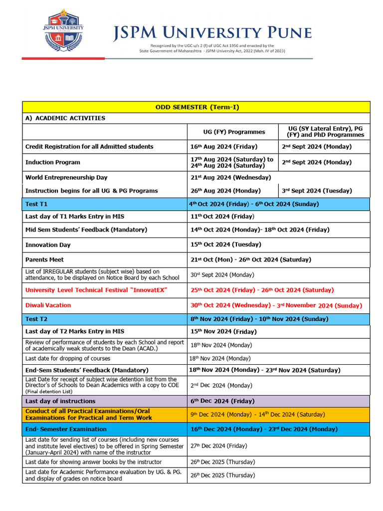 FYSYacademiccalender 202425 | PDF | Academic Term | Academia