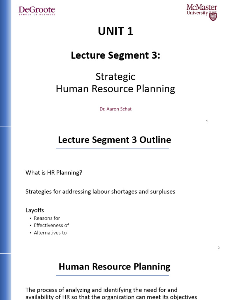 COM 2BC3 - Unit 1 - Segment 3 - HR Planning | PDF | Layoff | Human ...