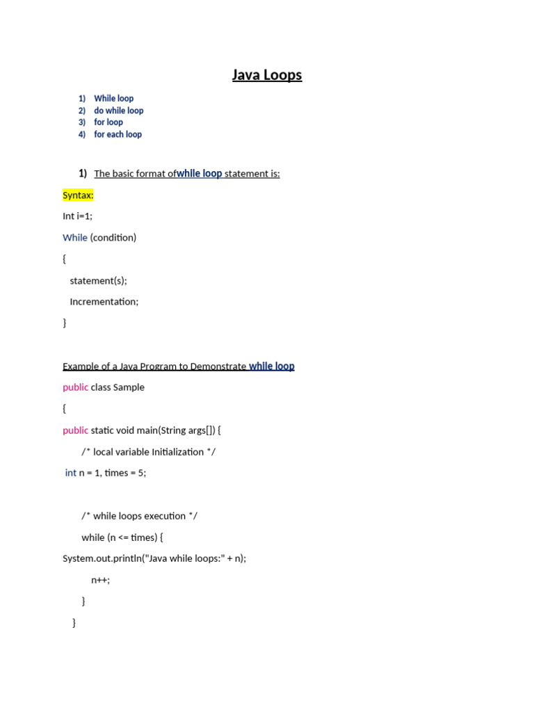 Java Loops | PDF