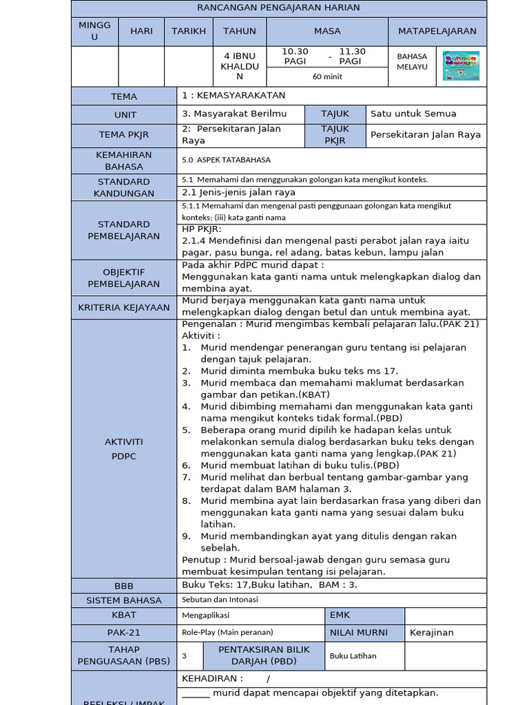 RPH 5 BM THN 4-Unit 3 (M5) +SIVIK | PDF