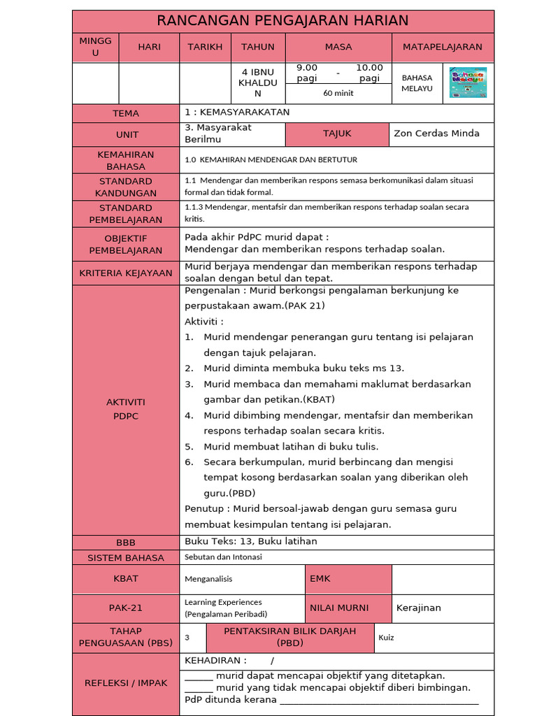 RPH 4 BM THN 4-Unit 3 (M4) | PDF