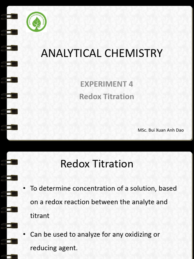 Experiemnt 4 Redox Titration | PDF | Redox | Titration
