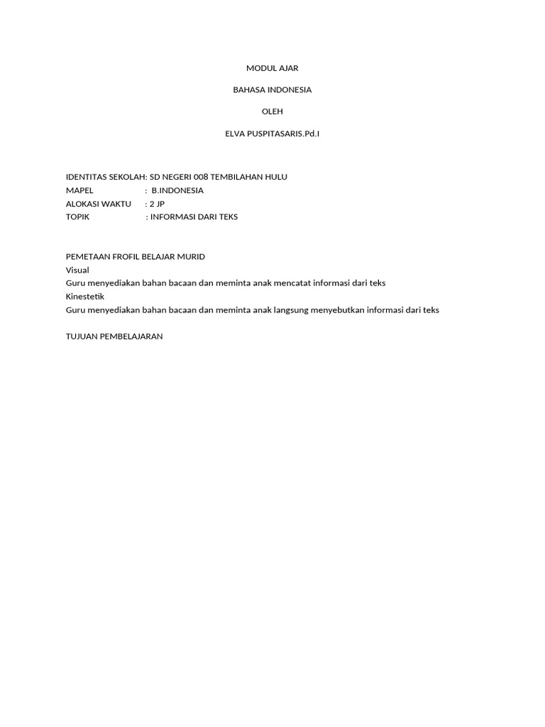 Modul Ajar Elva | PDF