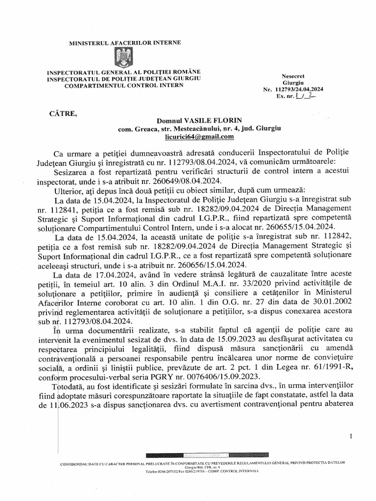 Raspuns Petent 112793 | PDF