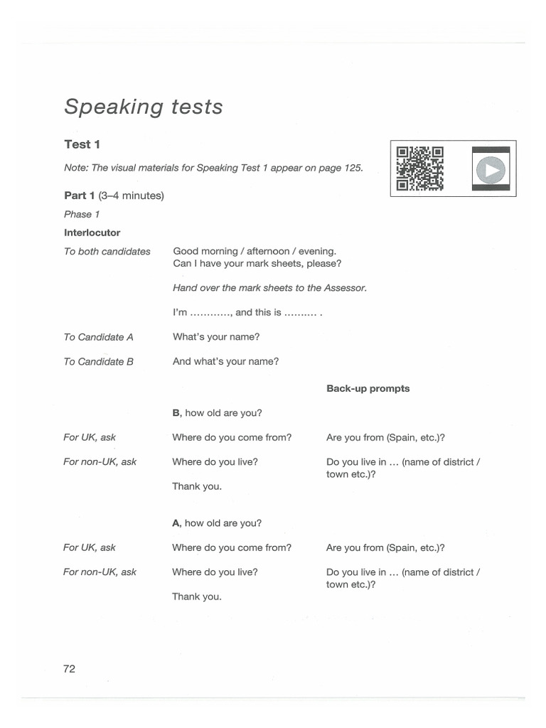 A2 Speaking Test_2 bản_1 mặt | PDF