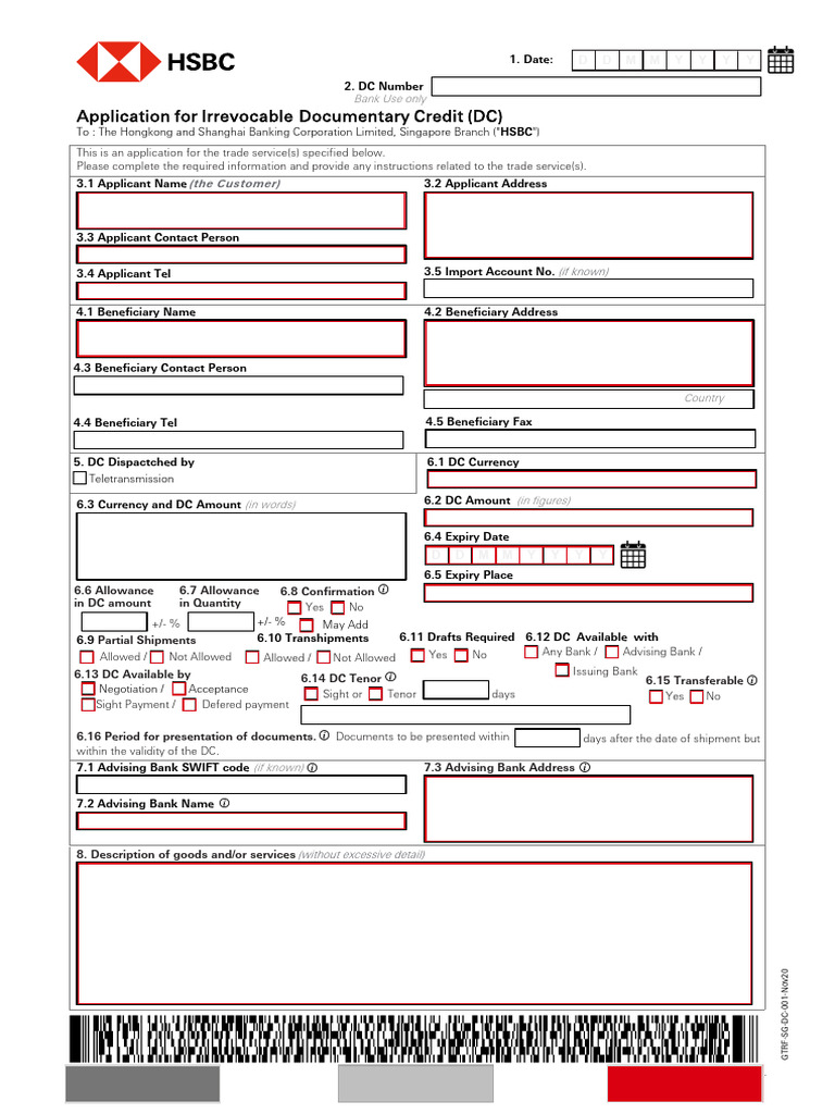 SG Application For Irrevocable Documentary Credit | PDF | Private Law