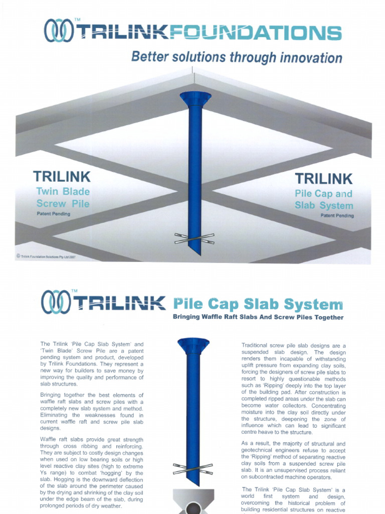 Trilink Pile Cap Slab System - Information Brochure | PDF