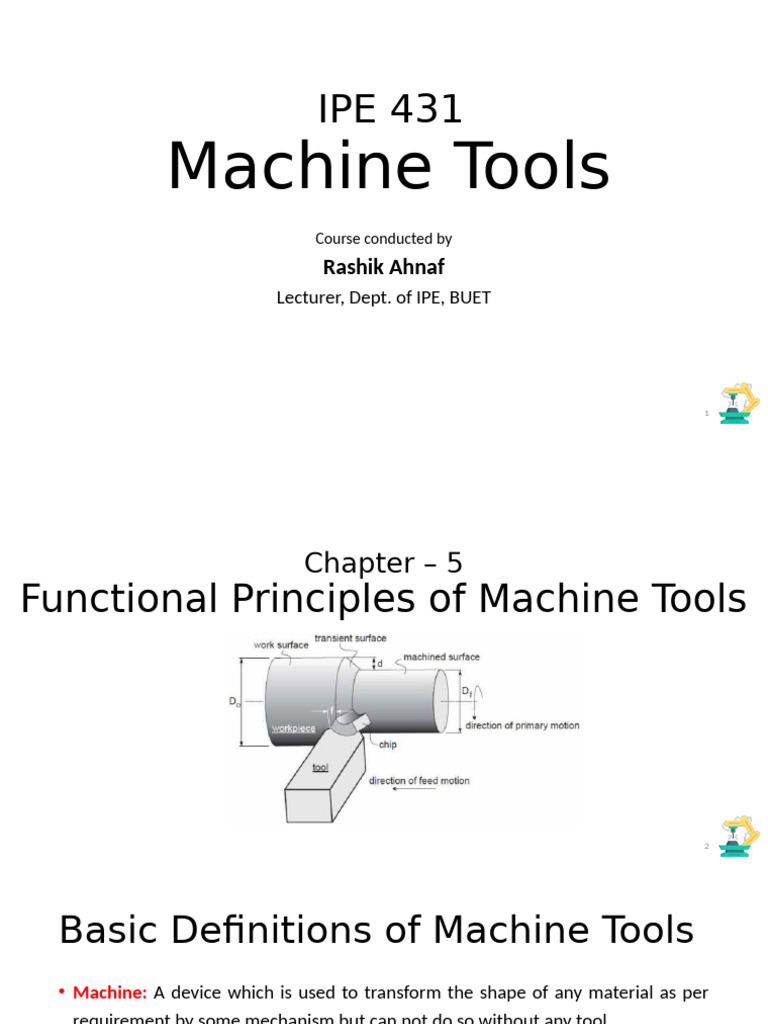 IPE 431 Chapter 5 Functional Principles of Machine Tools | PDF | Machining | Machine Tool