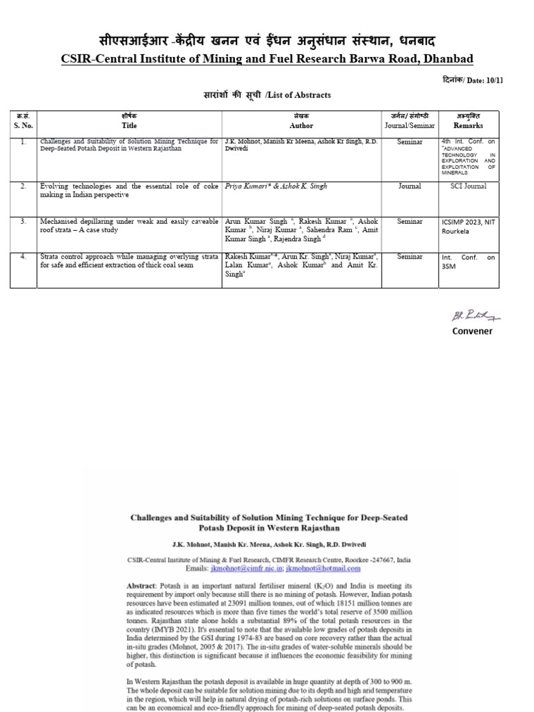 Abstract Approval From D'CIMFR | PDF | Coal | Coke (Fuel)
