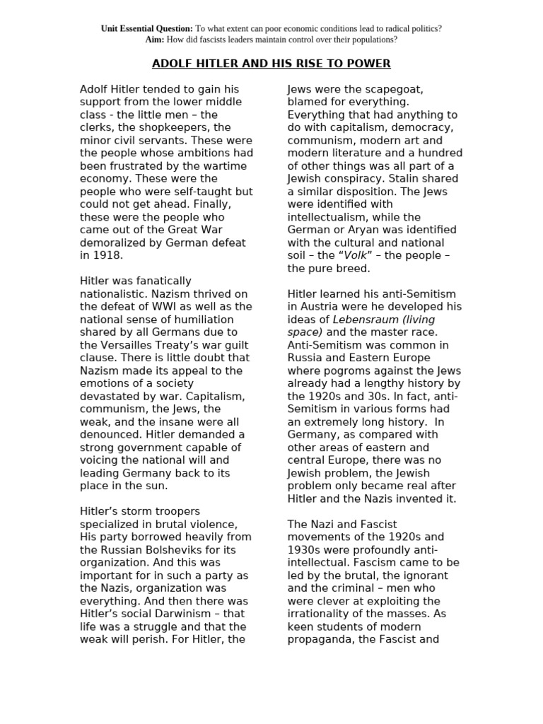 Hitler Reading | PDF | Fascism | Nazi Germany