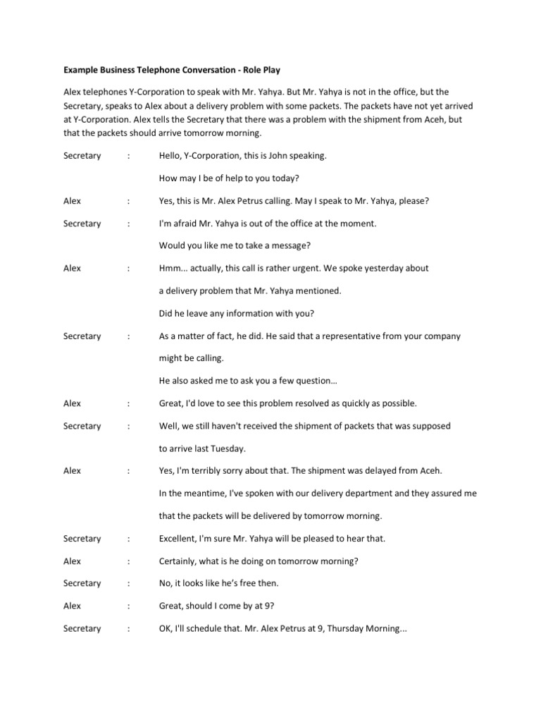Telephone Conversation - Role Play | PDF