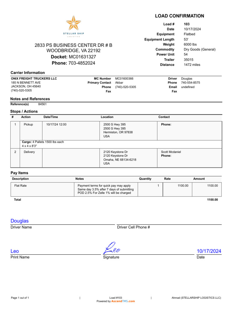 Load Confirmation Template | PDF | Cargo | Motor Vehicle