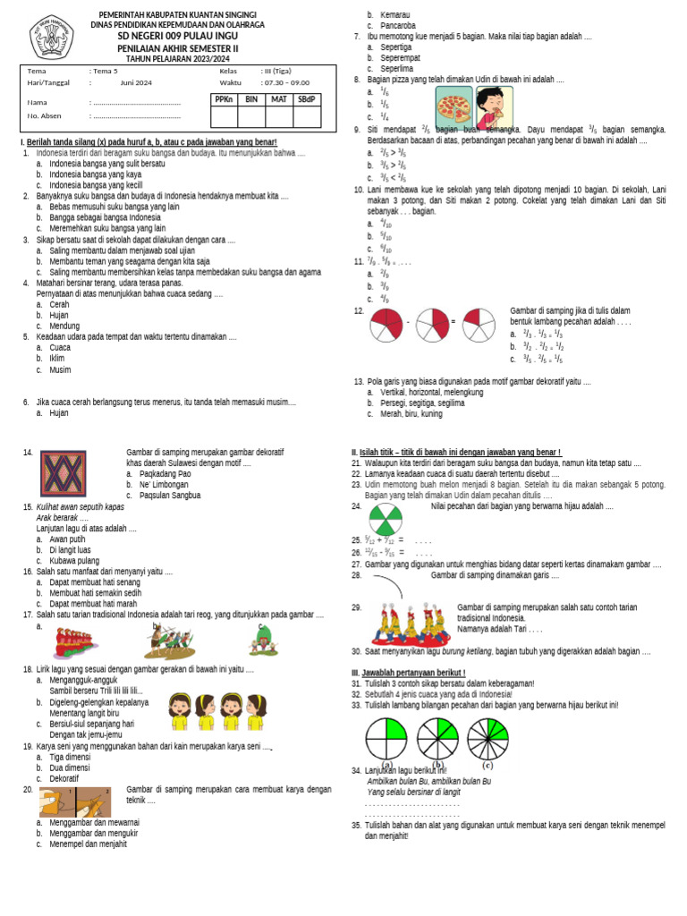 SOAL PAT K3 T5 2022-2023 | PDF