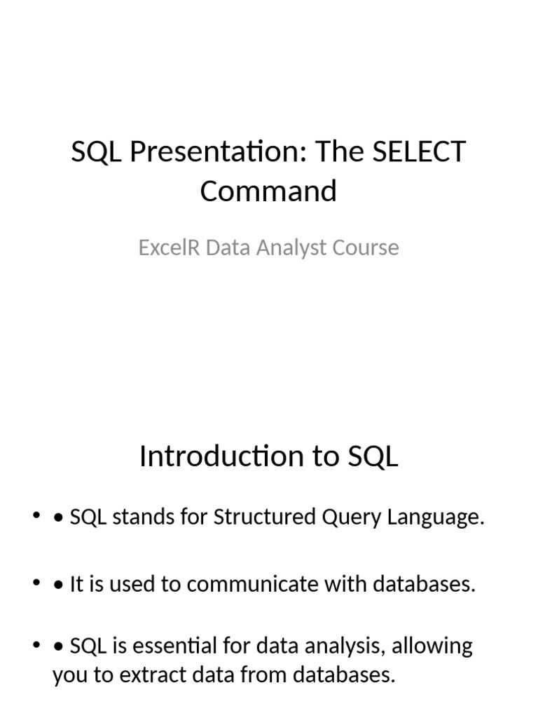 SQL SELECT Presentation | PDF