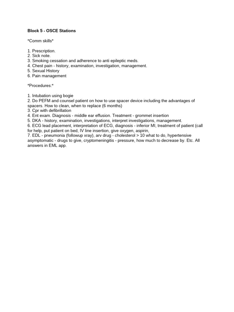 Block 5 - OSCE Stations | PDF