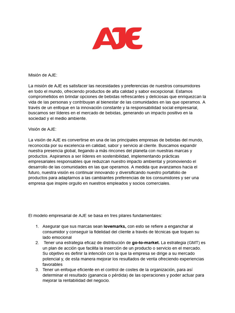 TRABAJO EP1 - AJE | PDF | Business | Mercado (economía)