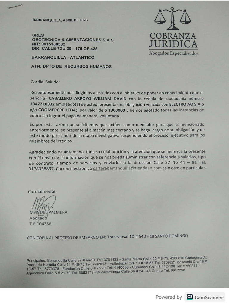 Carta de obligación | PDF