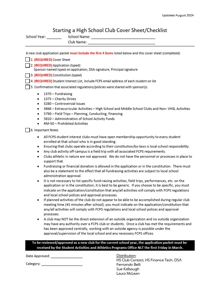 2024 Club CoverSheetChecklist | PDF | Fundraising