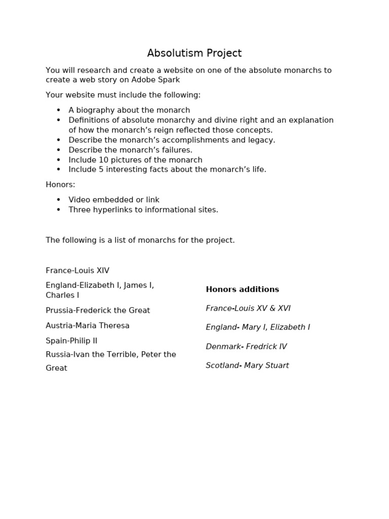 Absolutism Project | PDF