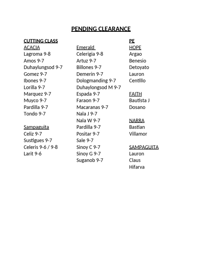 Pending Clearance | PDF