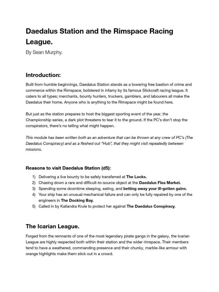 Daedalus Station and The Rimspace Racing League | PDF | Law | Young Adult