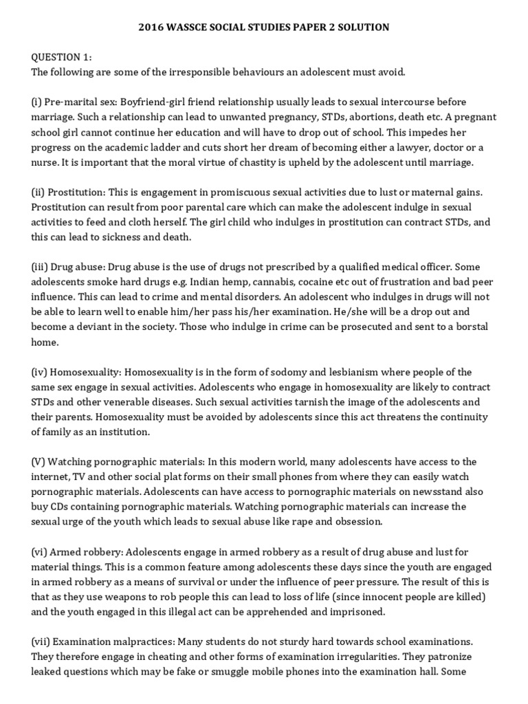 2016 Wassce Social Studies Paper 2 Solution | PDF | Employment | Science