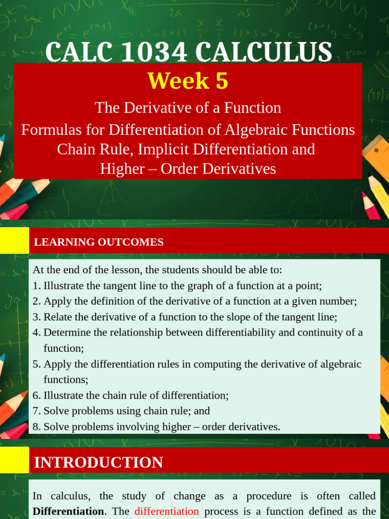 LMS Week 5 CALC 1034 Differentiation Rules | PDF | Derivative | Tangent