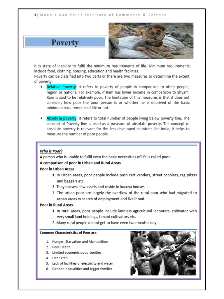Class 12th Eco (Chapter 4 - Poverty) | PDF | Poverty | Poverty ...