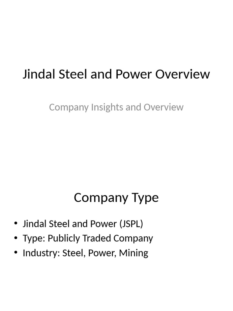Jindal Steel and Power Presentation | PDF | Finance & Money Management