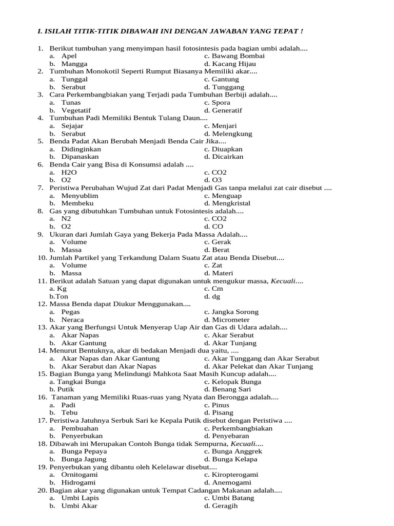 Soal Ipas Kelas 4 (Asts) | PDF