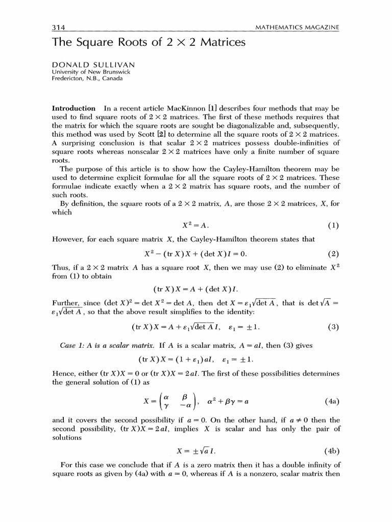 Square Roots-Sullivan13884 | PDF | Matrix (Mathematics) | Mathematical ...