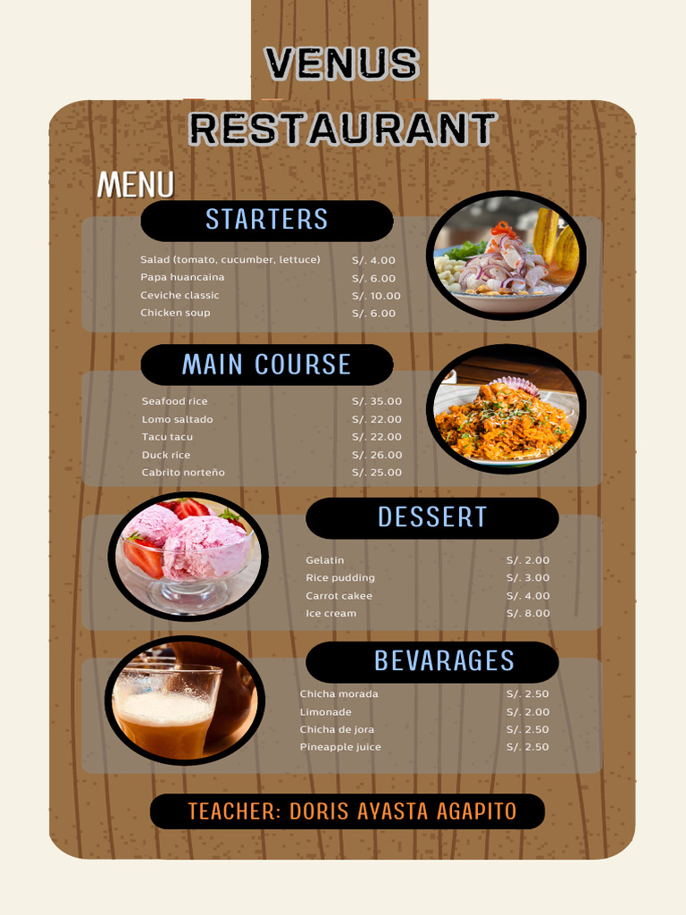 Menu Ingles | PDF