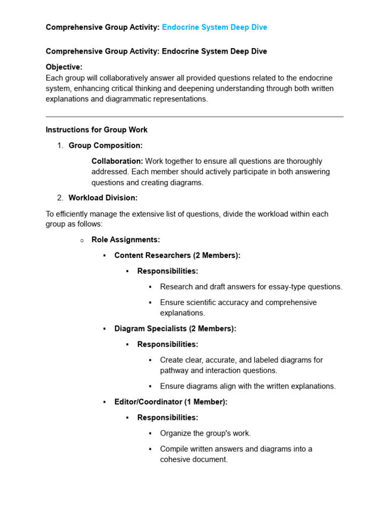 1 - Comprehensive Group Activity - Endocrine System Deep Dive | PDF ...