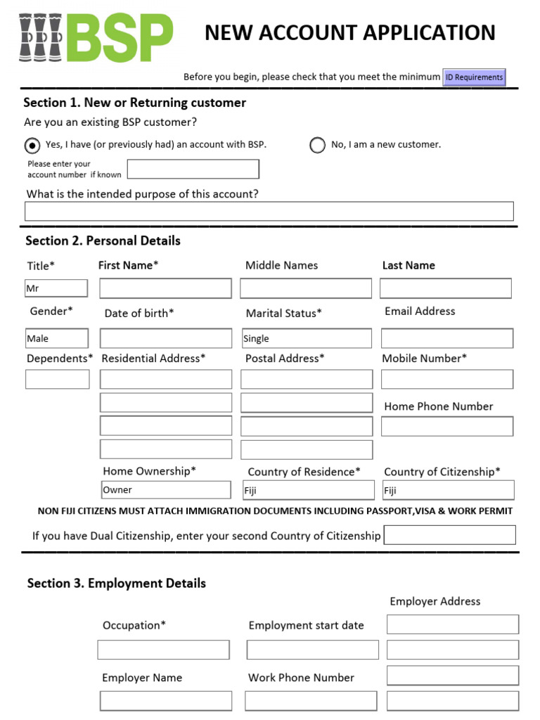new-account-application-form | PDF | Identity Document | Government And Personhood